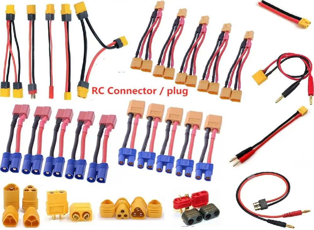 JST plug XT90 XT60 XT30 EC5 EC3 EC2 T plug Connector Male / Female Connector plug Silicone Wire ...