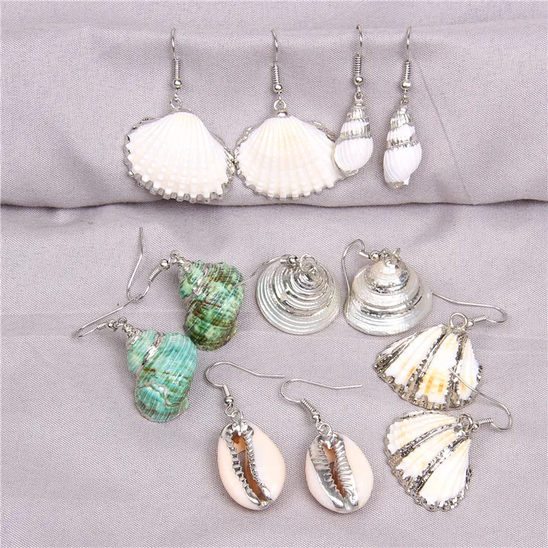 Earrings Shell Silver Sea | Silver Cowrie Shells Earrings | Earrings ...