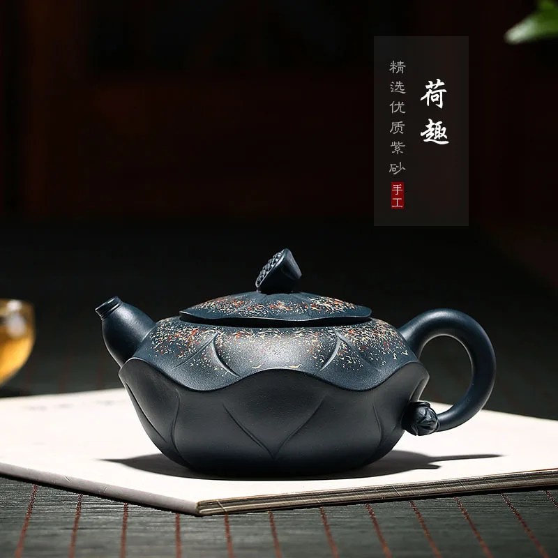 Pot, Black Green Clay, Lotus Tea Pot, Changyuehong, All Hand-made ...