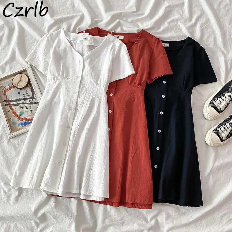 Vestido-elegante-con-cuello-en-v-para-mujer-ropa-lisa-que-combina-con ...