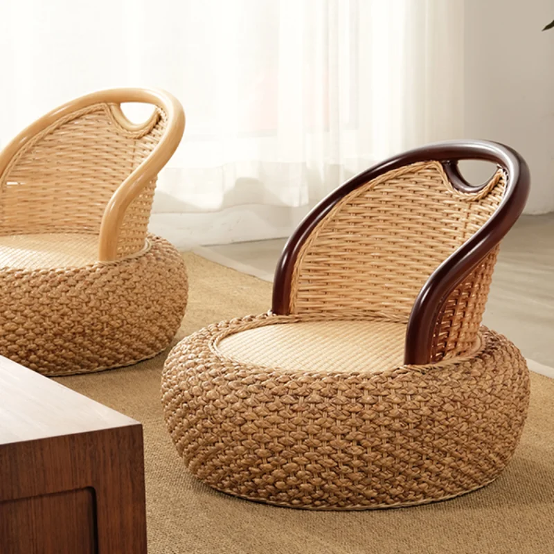Japanese Rattan Floor Chair Tatami Designer Leisure Coffee Chair ...