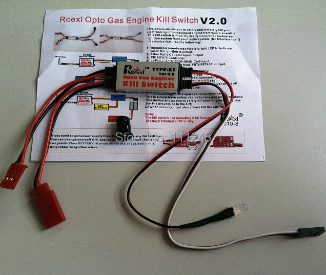 RCEXL CDI REMOTE KILL SWITCH V2.0 K1 TYPE FITS OPTO &MORE GAS RC ENGINE ...