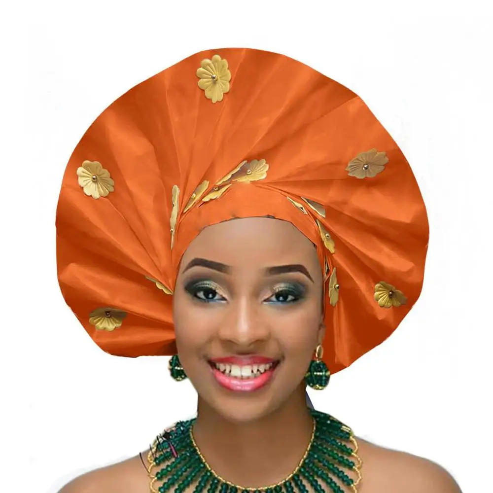 New African auto gele headtie Nigerian head wrap wedding headwear sego ...