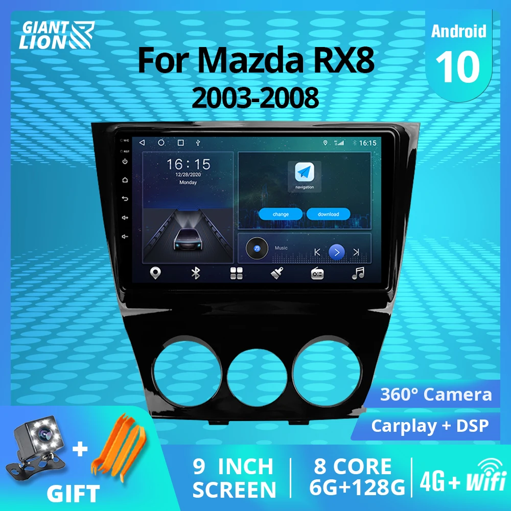 Rádio do carro de 2din android10 para mazda rx8 RX 8 2003 2008 ...