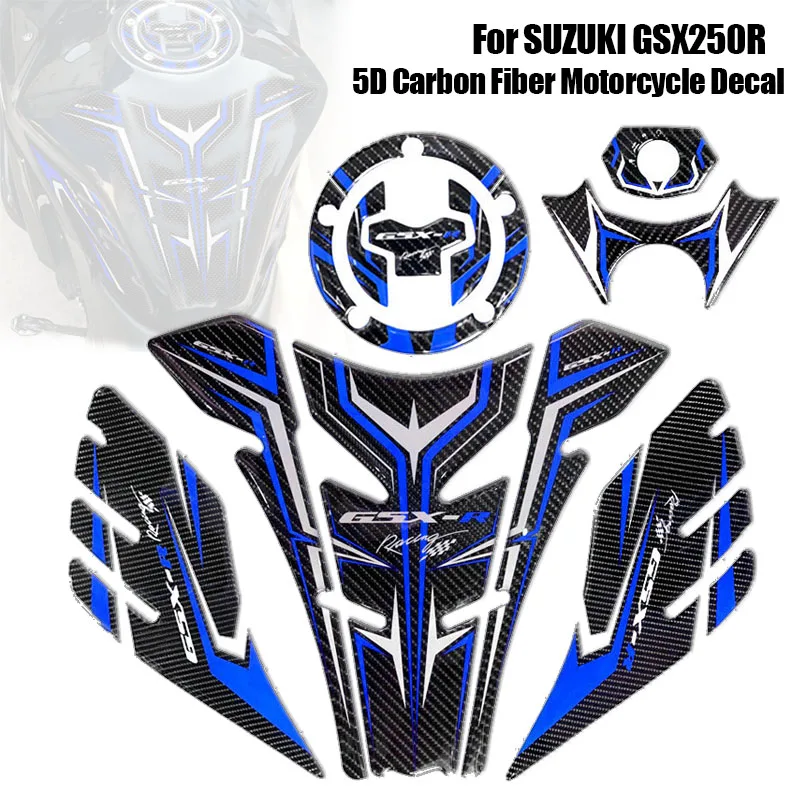Motorcycle Tank Sticker 5D Carbon Fiber Gas Tank Pad Protector Sticker ...
