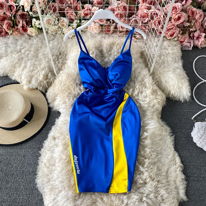 YornMona Sexy Deep V Neck Backless Party Night Club Mini Dress Women ...