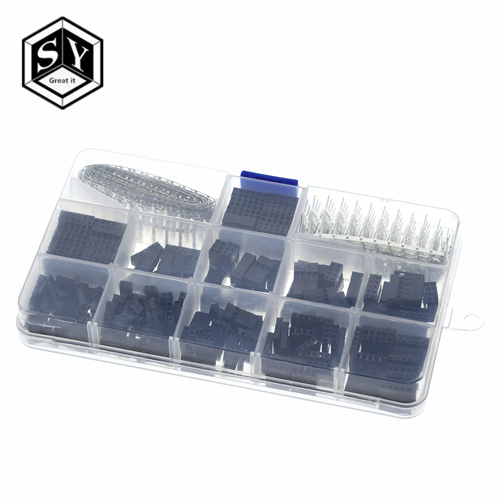 Conector de línea Dupont de 2,54mm, Kit de carcasa de Cable de puente, pines de crimpado macho ...