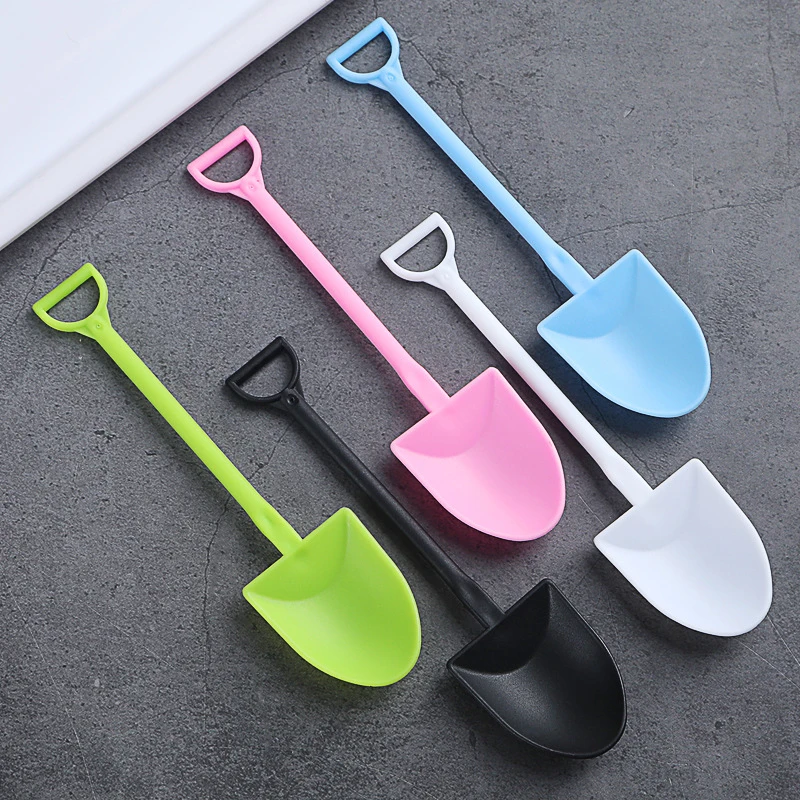 100Pcs Disposable Spoon Creative Shovel Shape Mini Ice Cream Spoon Food ...