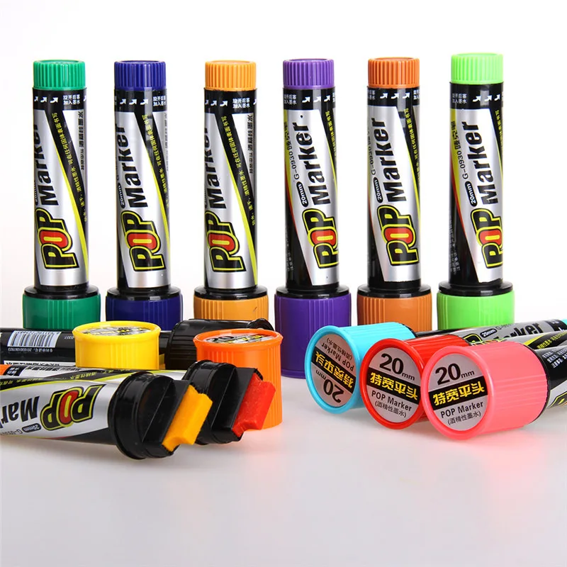 12/20/30mm Marker Pen Art Advertising 12 Colors Paint Alcohol Fiber Tip ...