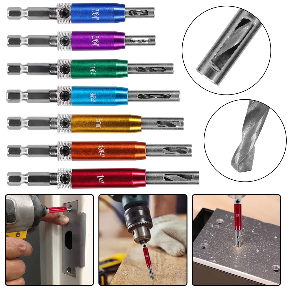 7pcs-Hex-Shank-Self-Center-Hinge-Drill-Bits-5-64-1-4-Self-Centering ...