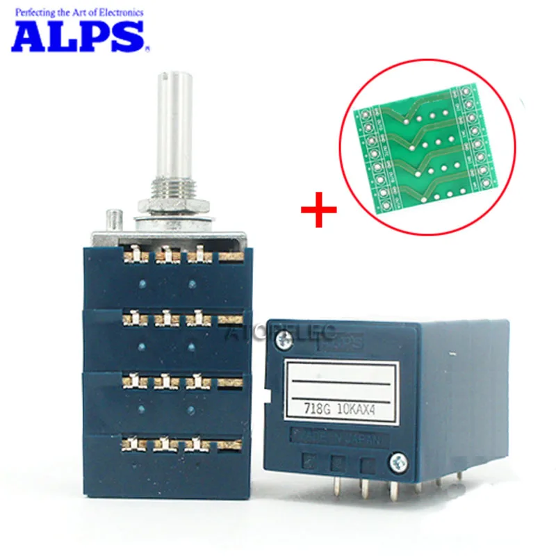 Japan ALPS RK27 Quad Unit 4 Channels Volume Potentiometer + PCB 4 gang ...