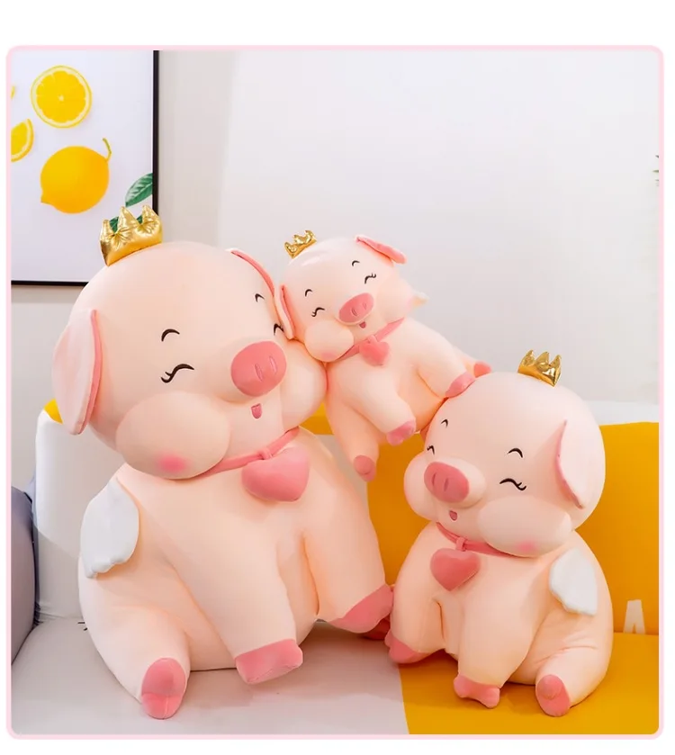 Crown Angel Pig Dolls Cute Piggy Plush Toy Children Gift – Bomini
