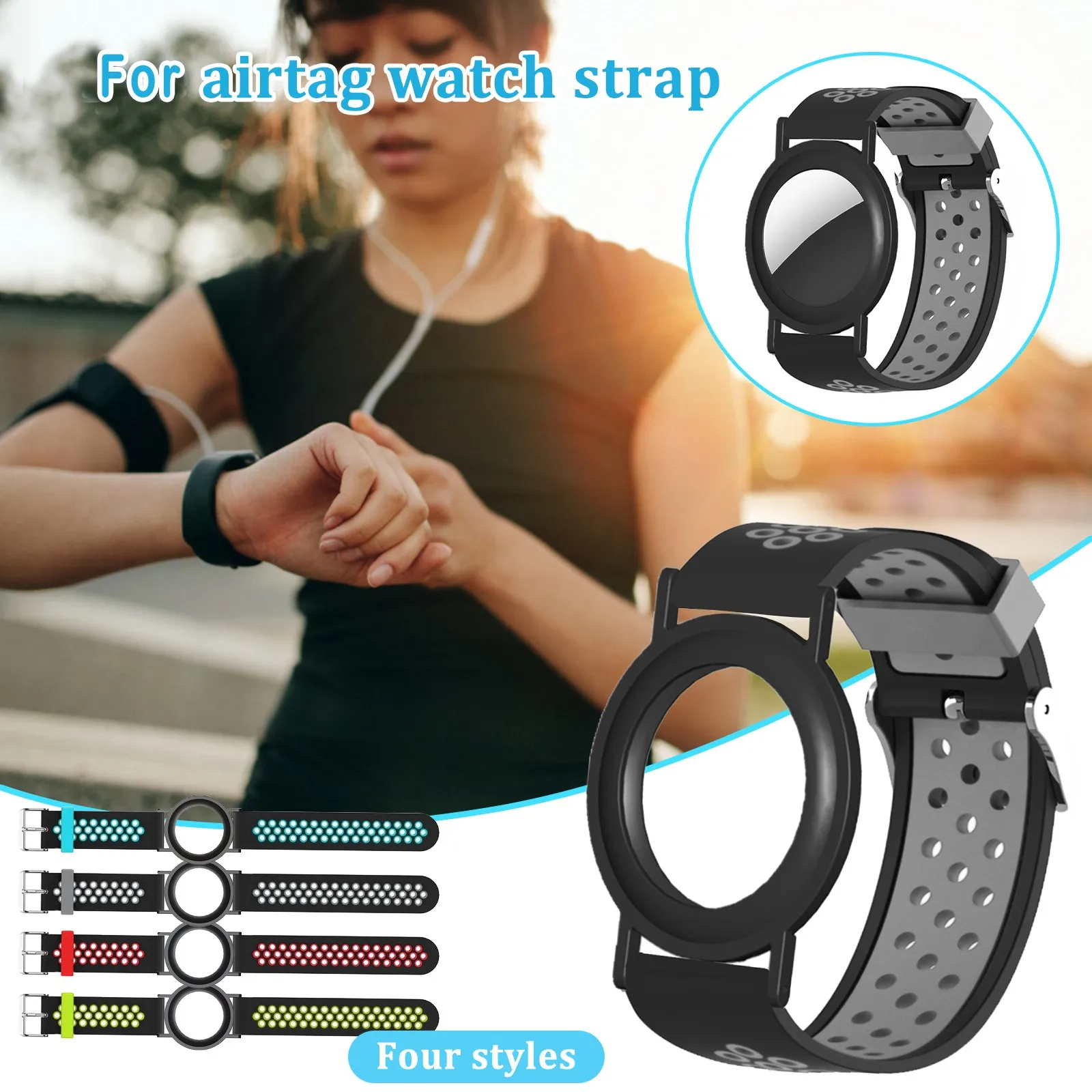 Silicone Airtag Straps For Apple Airtags Locator Band Two tone Vented ...