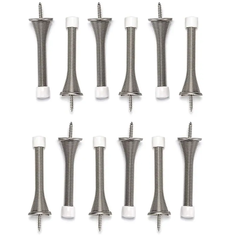 12 Pack Satin Nickel Door Stoppers- 3⅛ inch Flexible Heavy Duty ...