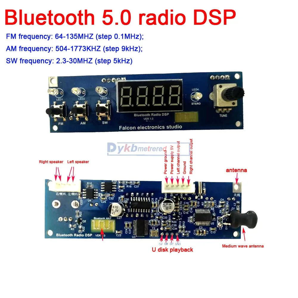 Módulo RECEPTOR ESTÉREO DSP AM SW FM, Bluetooth 5,0, radio de banda ...