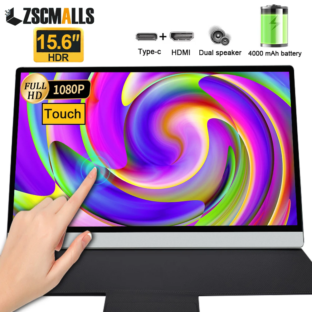 Monitor portátil com tela sensível ao toque e bateria embutida, alta ...