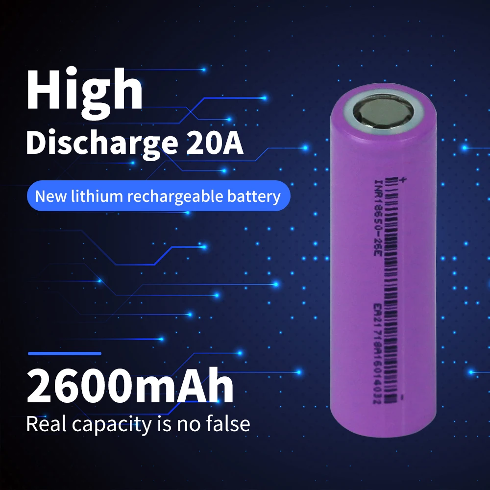 New 2021 18650 2600mah Battery 3.7v 20a Discharge Lithium Ion ...
