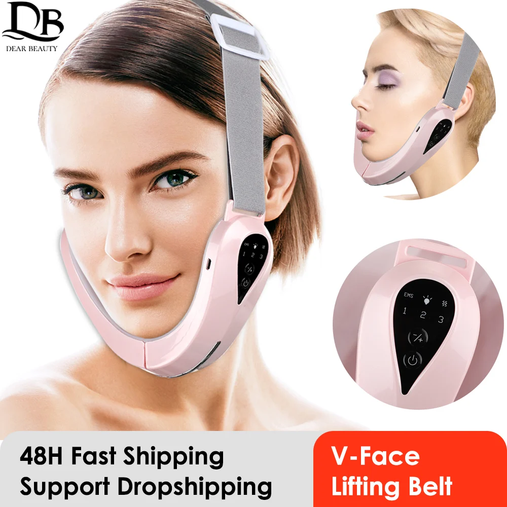 Ems Facial Massager V-line Lift Up Belt Chin Lift Belt Machine Red Blue ...