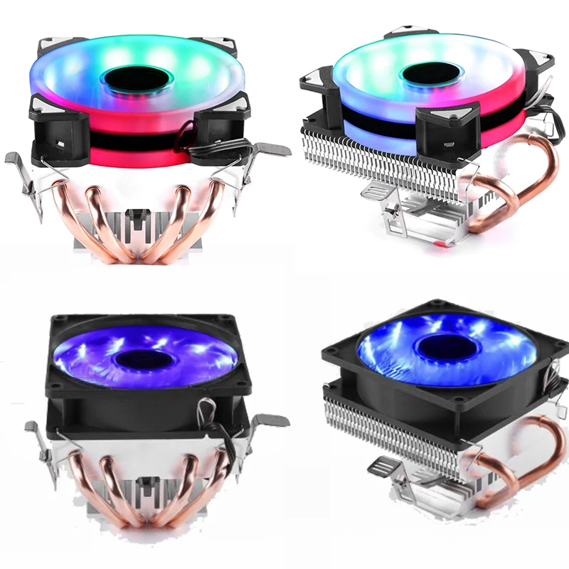 Generic 4pin 4 Heat 2heat Cooling Fan Rgb Led Cpu Cooler 90mm Fan ...