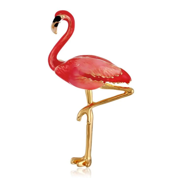 Cute Enamel Flamingo Brooches Unisex Women And Men Brooch Pin Bird ...