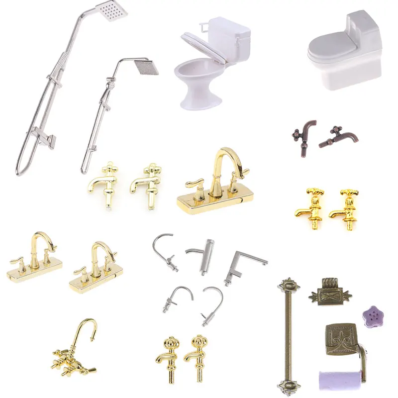 Dollhouse-Furniture-Miniature-Bath-Shower-Modeling-Toilet-Bathtub ...