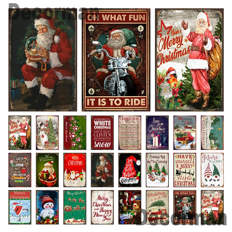 Mike86-Christmas-Metal-tin-sign-Wall-Plaque-Vintage-Festival-Poster ...