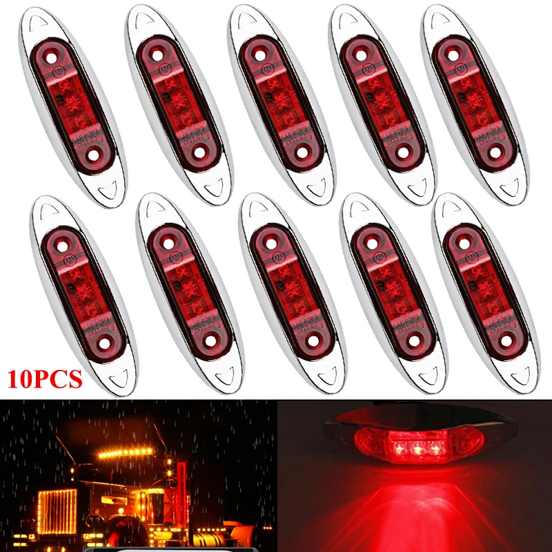 10pcs Car 12v 24v Led Side Marker Light Clearance Lamp Truck Van ...