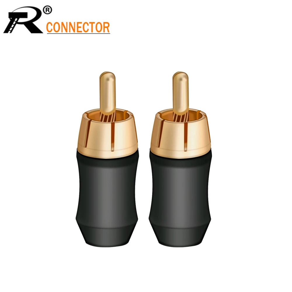 4pc Luxury Soldering RCA Plug Jack Connector Speaker Audio Output/Input Adapter Plug Gold plated ...