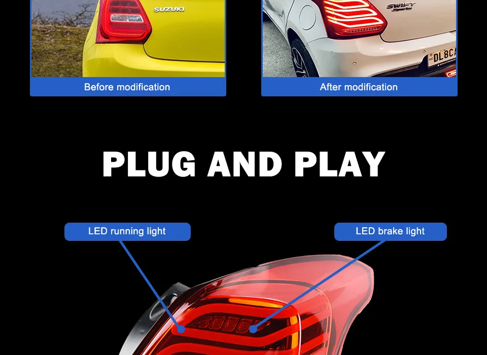 Suzuki Swift Tail Light 2017-2020 Swift Sport LED Tail Lamp Light DRL ...