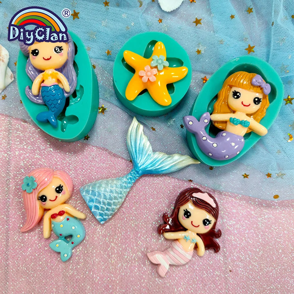 Mermaid Silicone Fondant Mold | Mermaid Mould Silicone Clay - Silicone ...