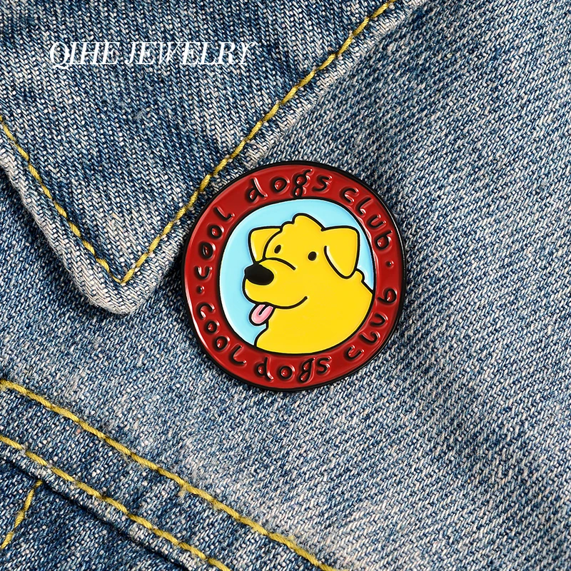 QIHE JEWELRY Cool Dogs Club Enamel Lapel Pins Tongue Cute Brooches ...