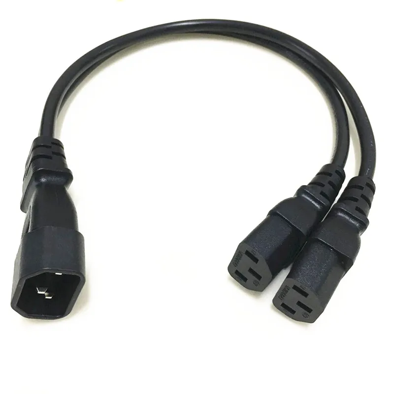 Power Y Type Splitter Adapter Cable Single IEC 320 C14 Male to Dual C13 ...