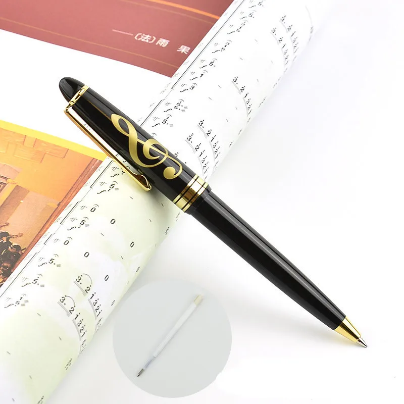 Music stationery ballpoint pens golden Retractable pen treble clef ...