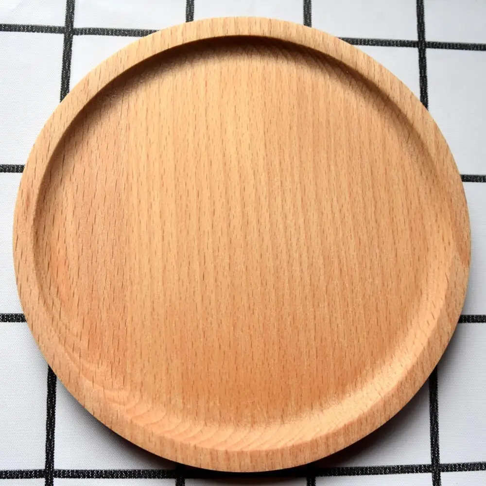 14cm Snack Plate Small Round Wooden Cake Fruits Dish Wood Sushi Board ...