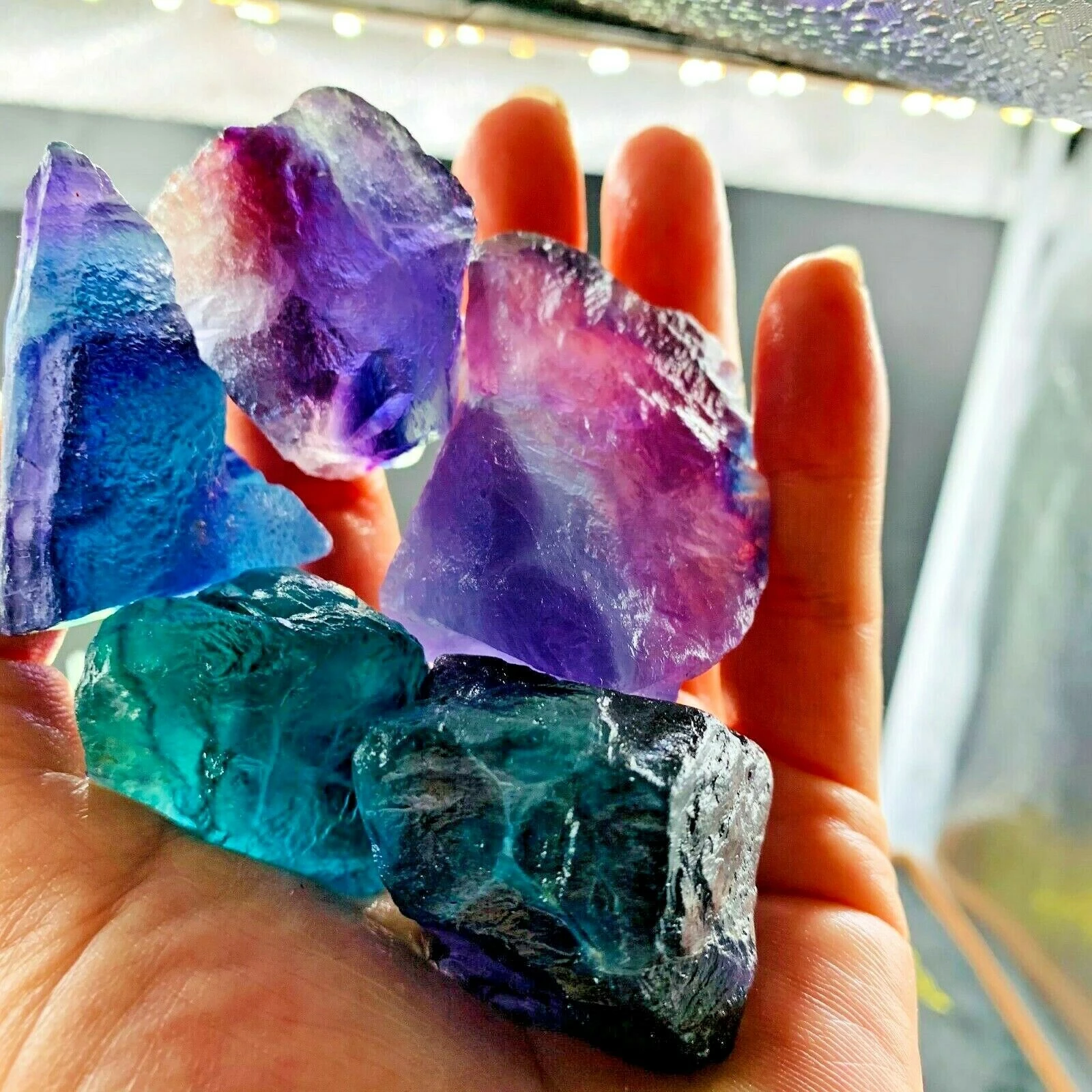 100g Bulk Natural Rainbow Fluorite Crystal Quartz Rough Raw Stone ...