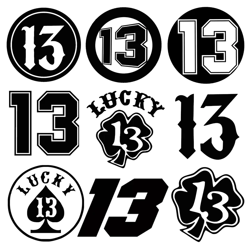 WaveHands Funny Number 13 Vinyl Car Sticker Waterproof Car Decal ...