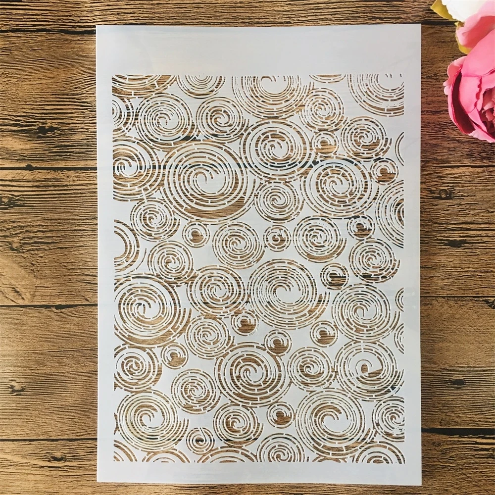A4 29cm Annual Ring Texture DIY Layering Stencils Wall Painting Scrapbook Coloring Embossing ...