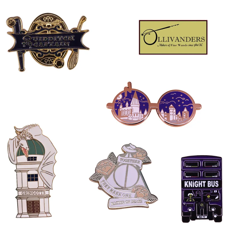 Magical Objects Brooch Ollivanders Knight Bus Deathly Hallows Pin ...