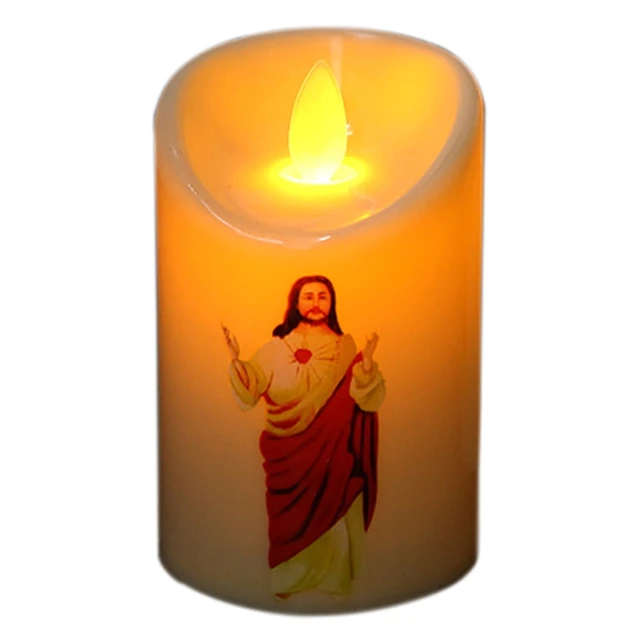Jesus Christ Candles Lamp LED Tealight Romantic Pillar Light Battery Operated Creative Flameless ...