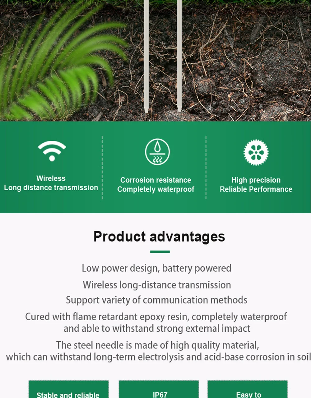 ZIGBEE Garden Soil Moisture Meter IP67 Temperature&Humidity Moisture ...