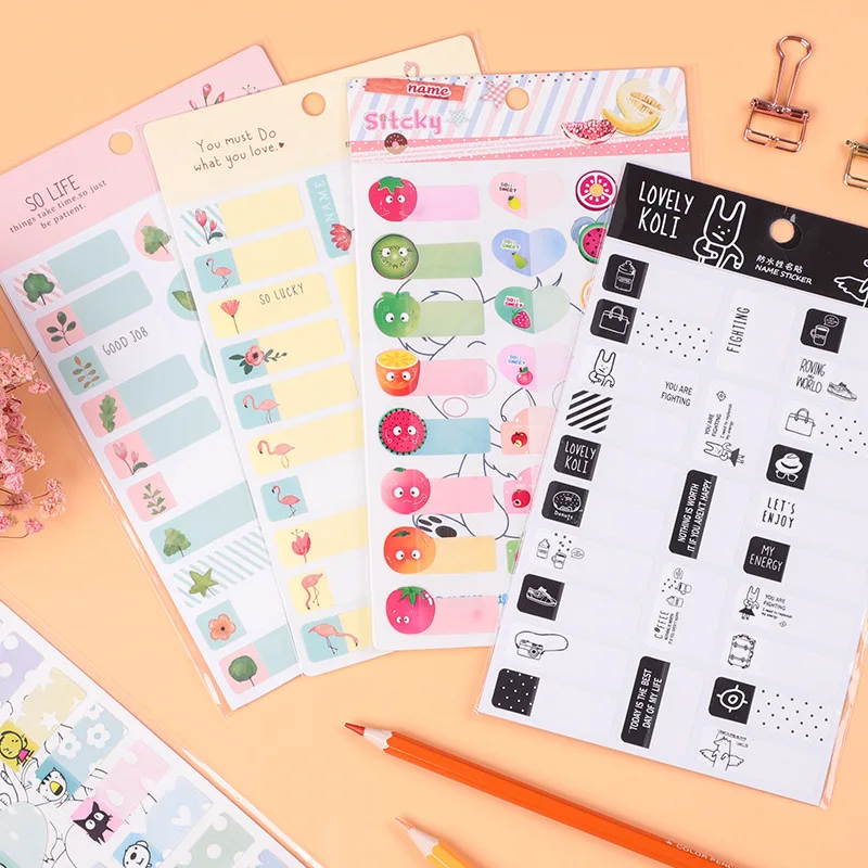 5pcs/set creative cartoon style name stickers for kids waterproof ...