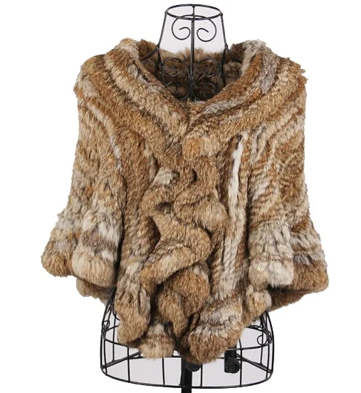 Capa de piel de conejo rex para mujer, chal de piel de diseño corto ...