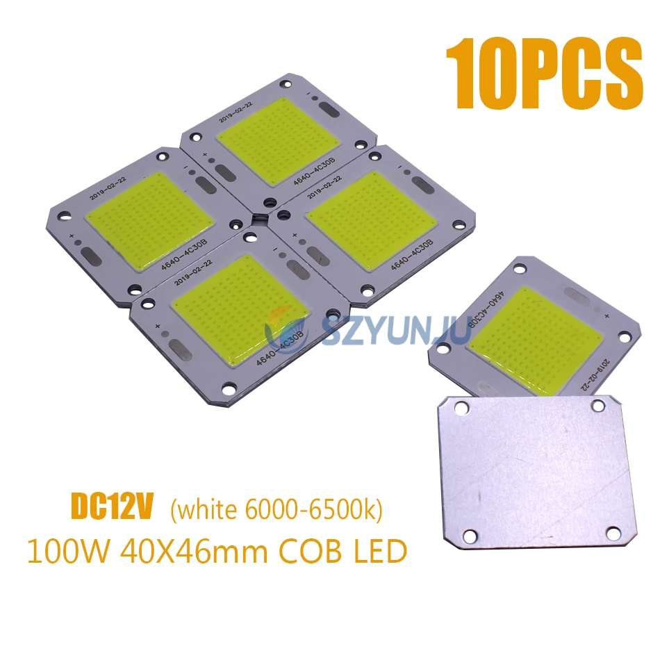 100W-40x46mm-COB-LED-Chip-Pure-white-6000-6500K-100LM-W-LED-DC12V-7A ...