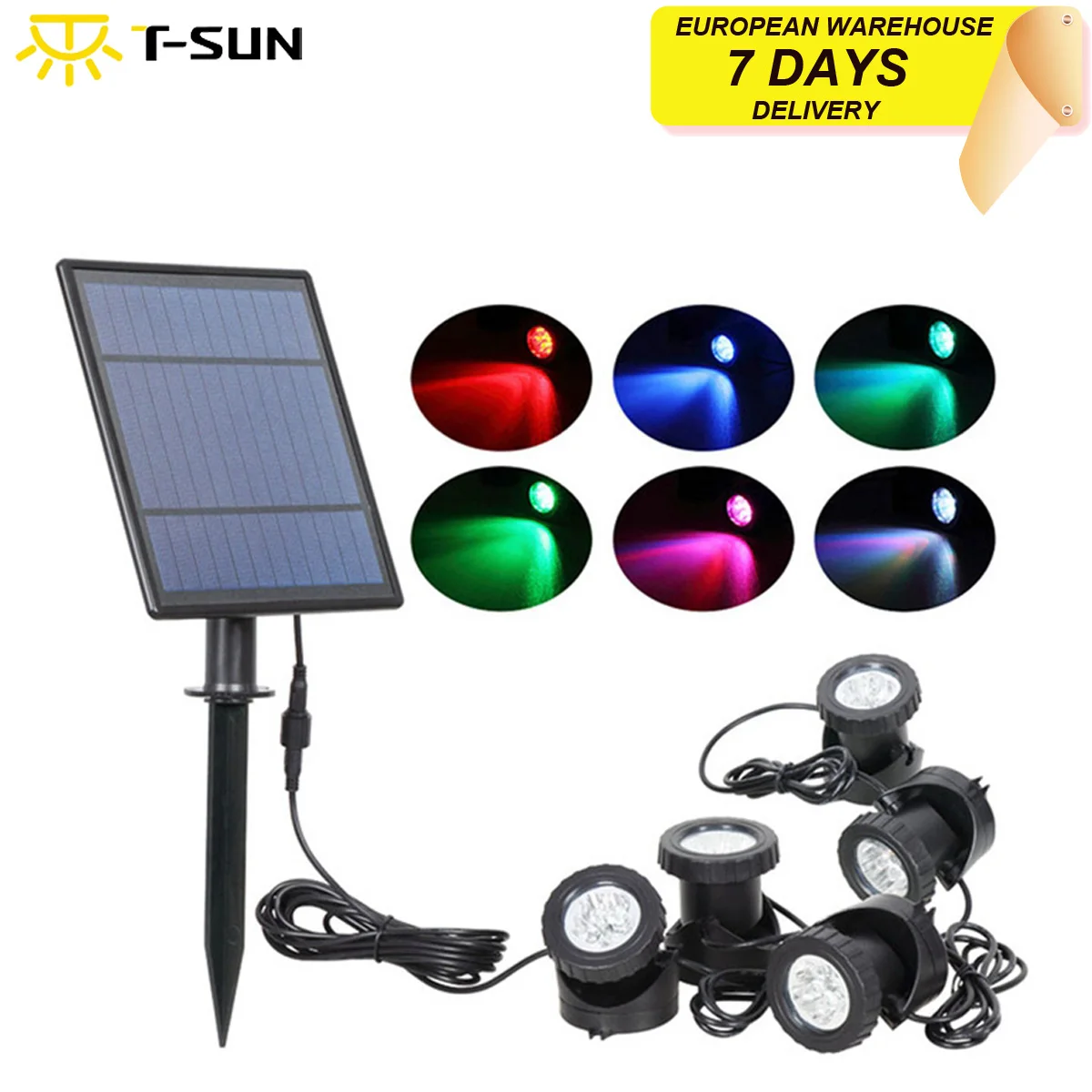 T-sunrise Led Solar Lamp Outdoor Rgb Color Changing Solar Spotlight ...
