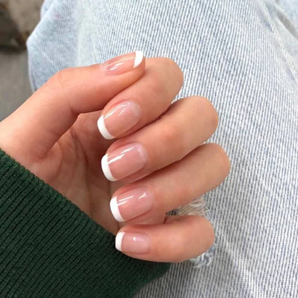 Short Square French Nails
