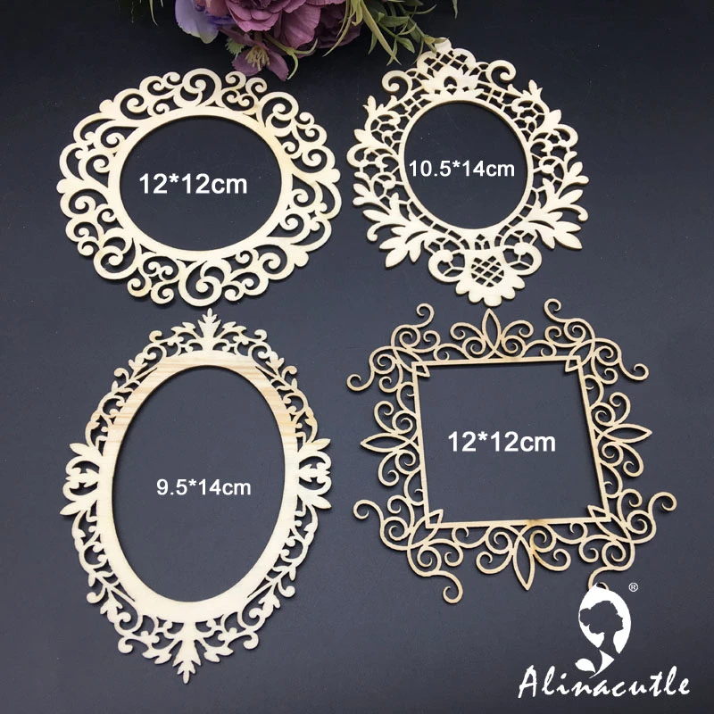 4pc Wooden Frame Photo Picture Decorative Embellishments Scrapbooking ...