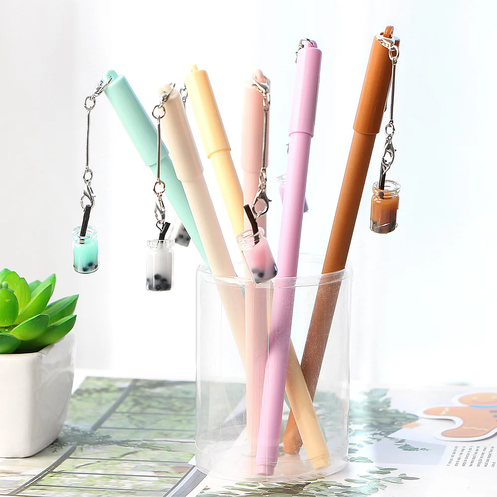 2 Pcs Kawaii Mini Bubble Tea Bottle Pendant Gel Pens Signature Pens ...