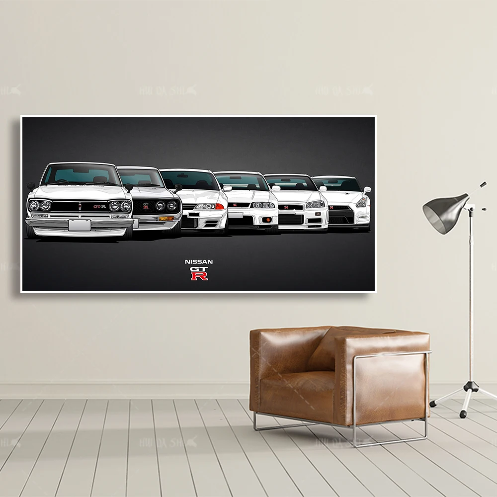 Canvas Painting Hd Prints Modular Artwork Modern Nissan Skyline Gtr Car ...
