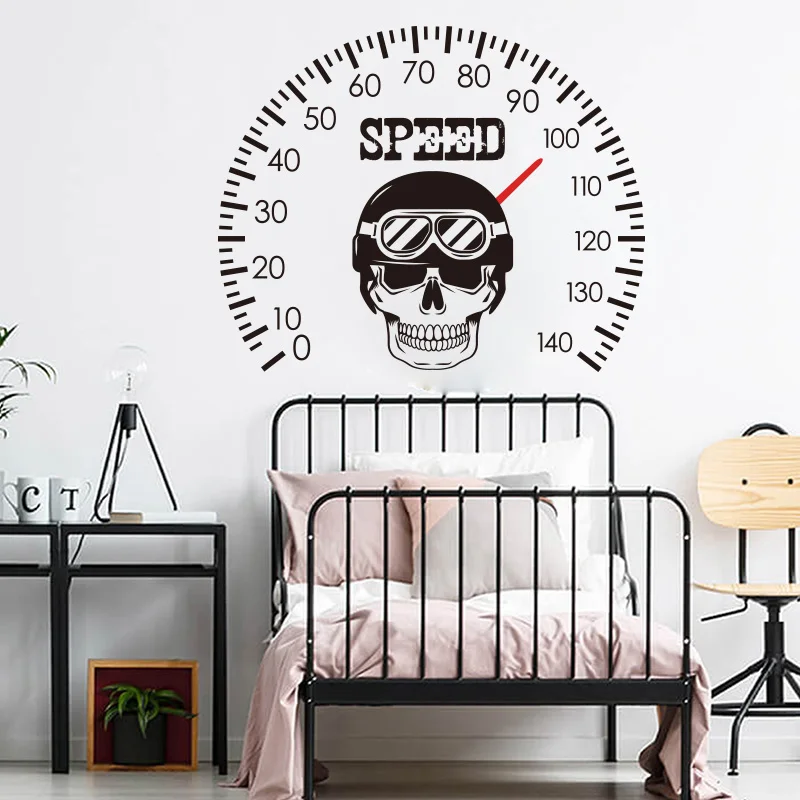 Large Car Speedometer Dashboard Skull Wall Sticker Game Room Auto Speed ...