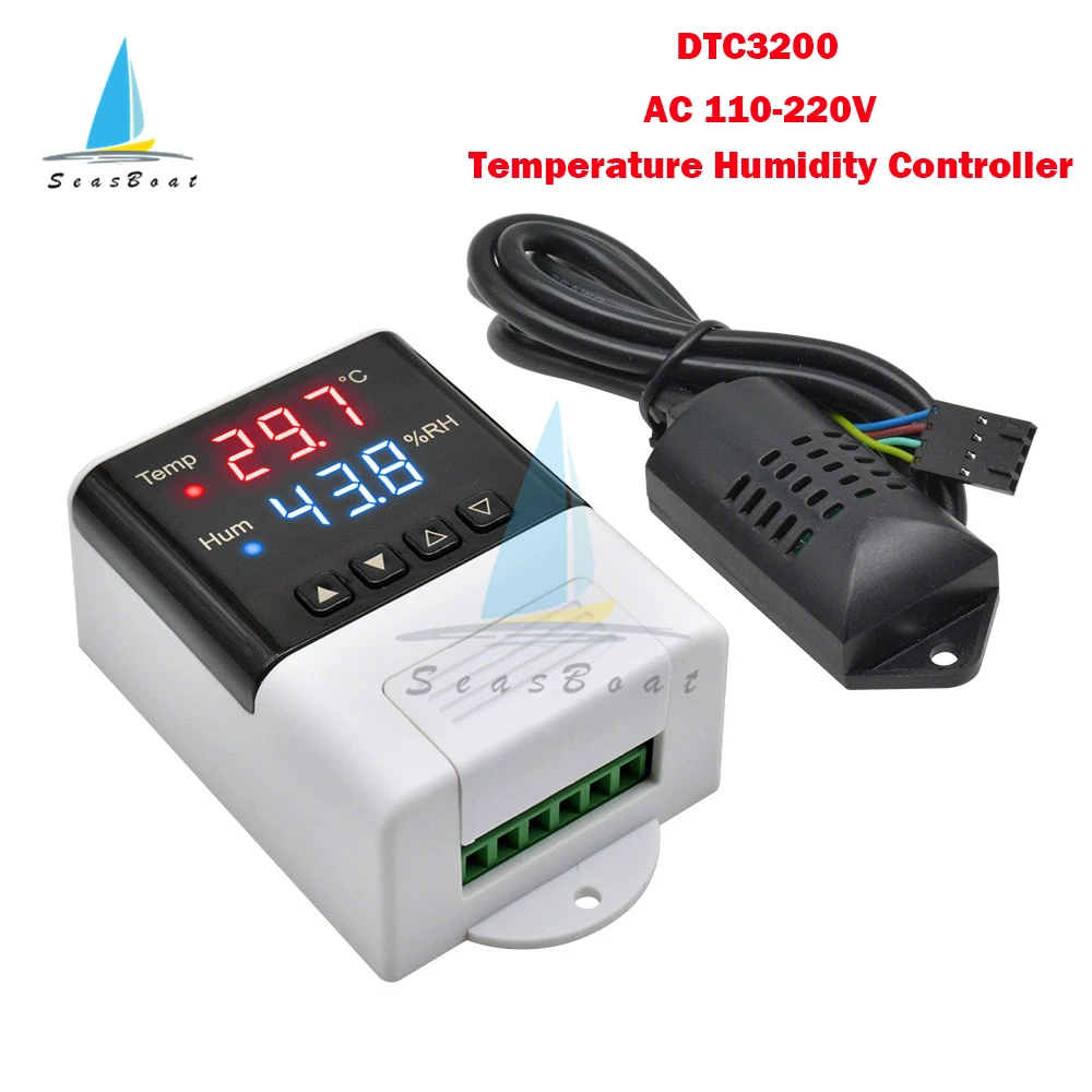 AC 110 220V LED Digital Thermostat Hygrostat Temperature Humidity ...